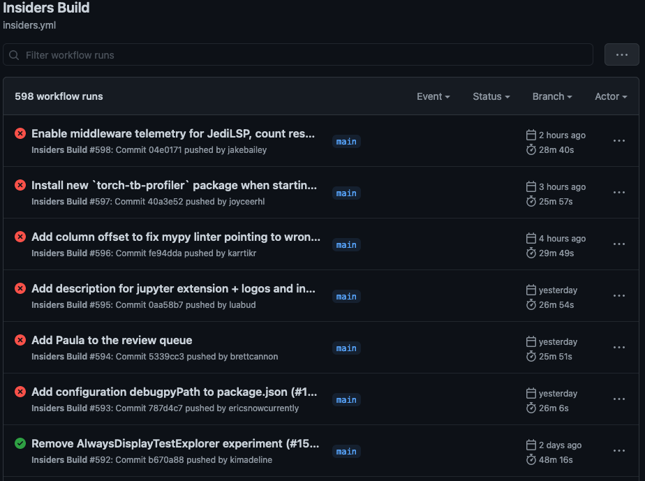 Insiders/PR check workflows failing since VS Code 1.54.0 · Issue #15573 · microsoft/vscode ...