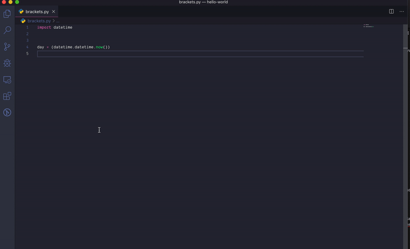 When Set Python Autocomplete Addbrackets True In The Auto Completed Brackets The
