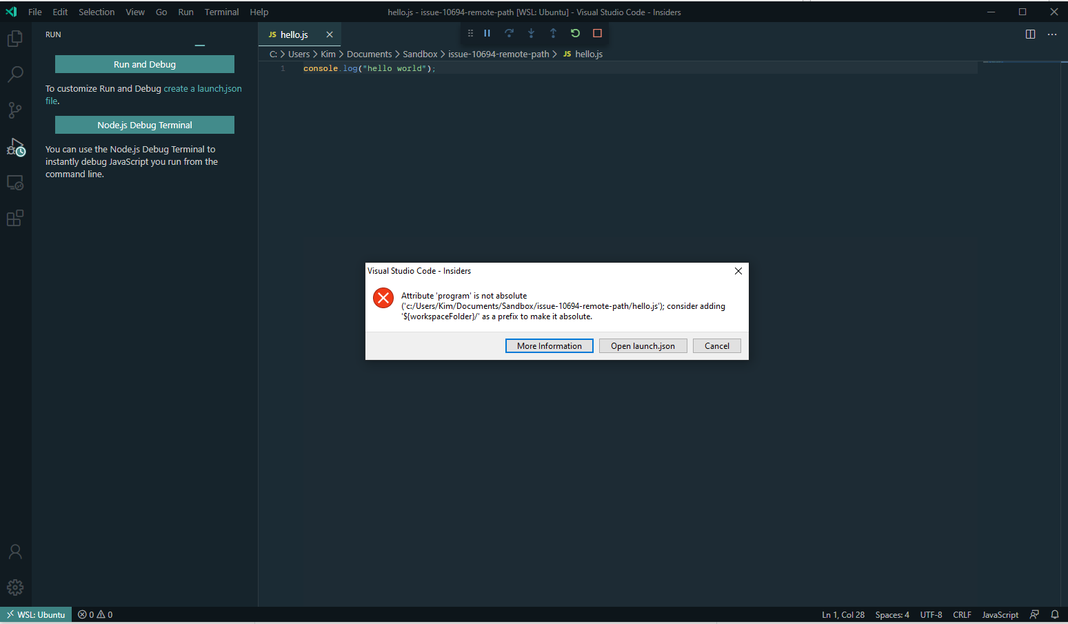 New File Saved Using Windows Path Format When In Wsl Mode · Issue 93110 · Microsoftvscode · Github