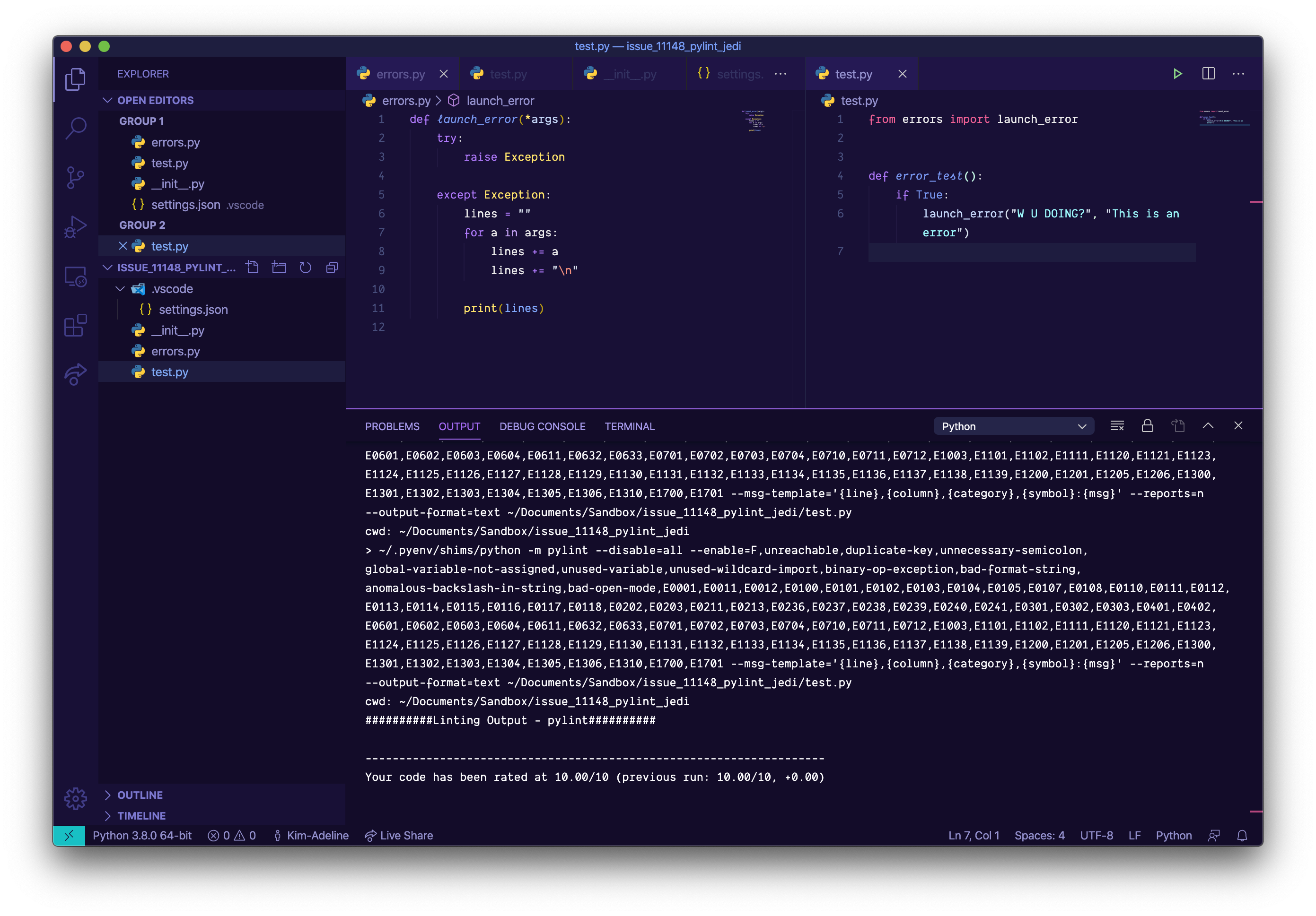 Pylint Error · Issue 11148 · Microsoftvscode Python · Github