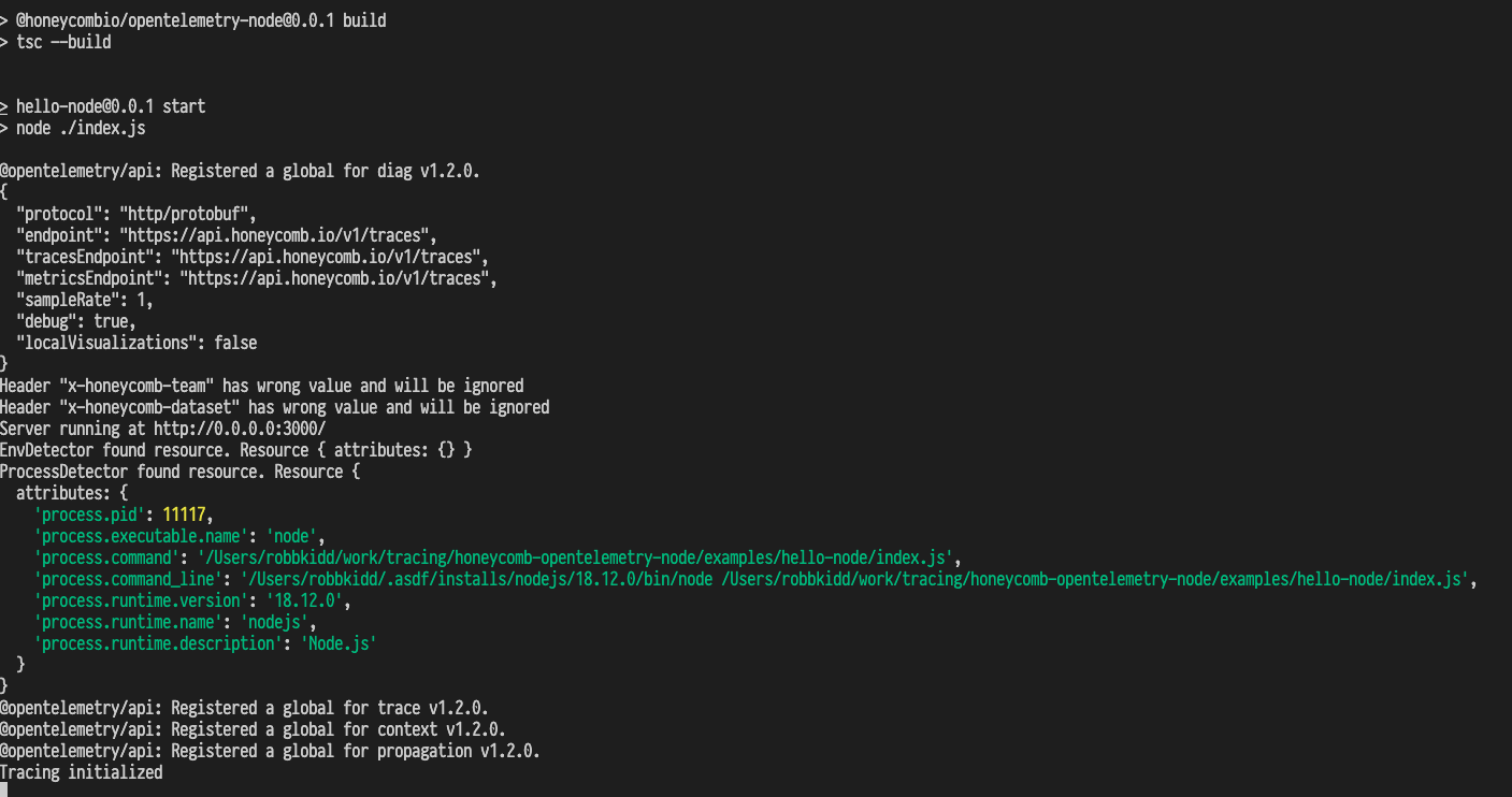 debug flag turns on OTel diagnostic output to the console by ...