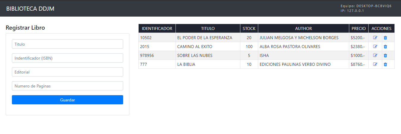 Pantalla Principal · Issue #1 · danieldevelop/crud-libros · GitHub