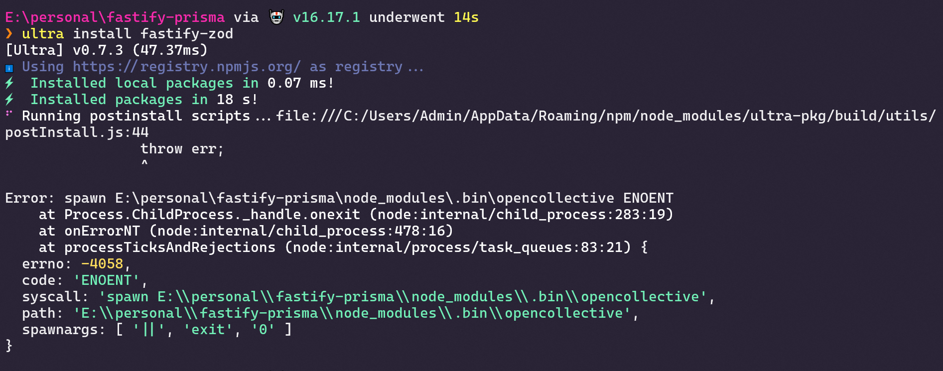 Can't install `fastify-zod` · Issue #126 · nachoaldamav/ultra · GitHub