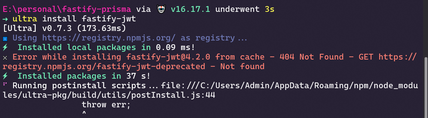 Can't install `fastify-zod` · Issue #126 · nachoaldamav/ultra · GitHub