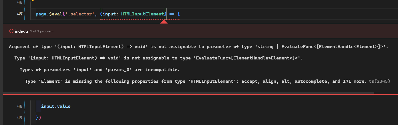 [Bug]: No proper types for `$eval` and `$$eval` · Issue #9280 · puppeteer/puppeteer · GitHub