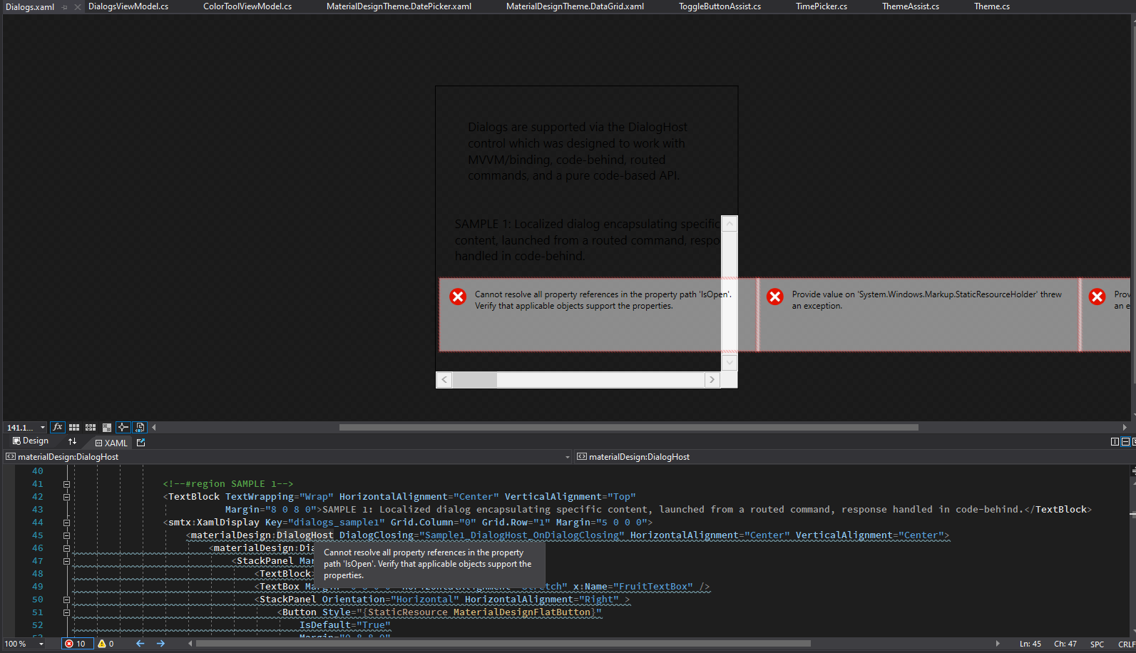 DialogHost doesn't work in xaml designer · Issue #1563 · MaterialDesignInXAML ...