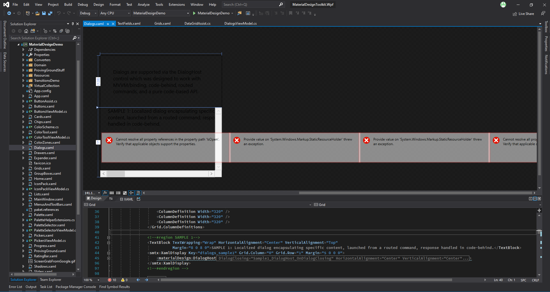 DialogHost doesn't work in xaml designer · Issue #1563 · MaterialDesignInXAML ...