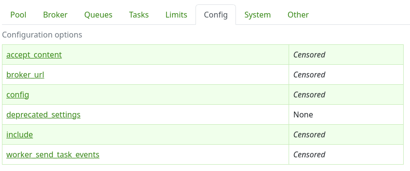 Censor all information from worker options tab by themanifold · Pull Request #1304 · mher/flower ...