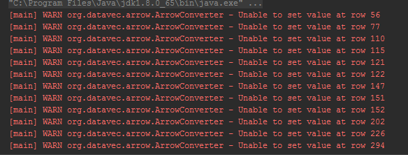 Orgdatavecarrowarrowconverter Unable To Set Value At Row Xx While Using
