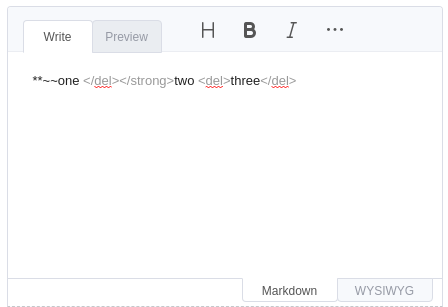 In certain cases the text produced by the WISIWYG editor mixes Markdown and HTML for the ...