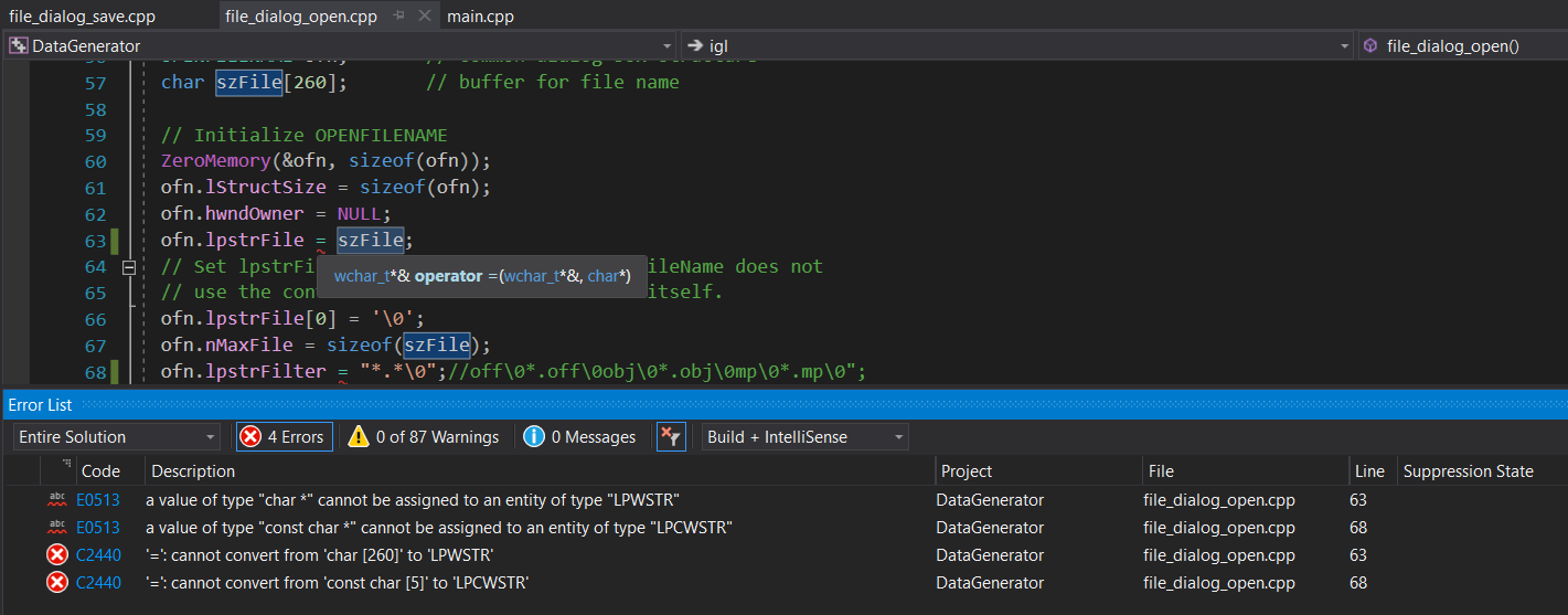 file_dialog_open and file_dialog_save does not compile · Issue #1689 · libigl/libigl · GitHub