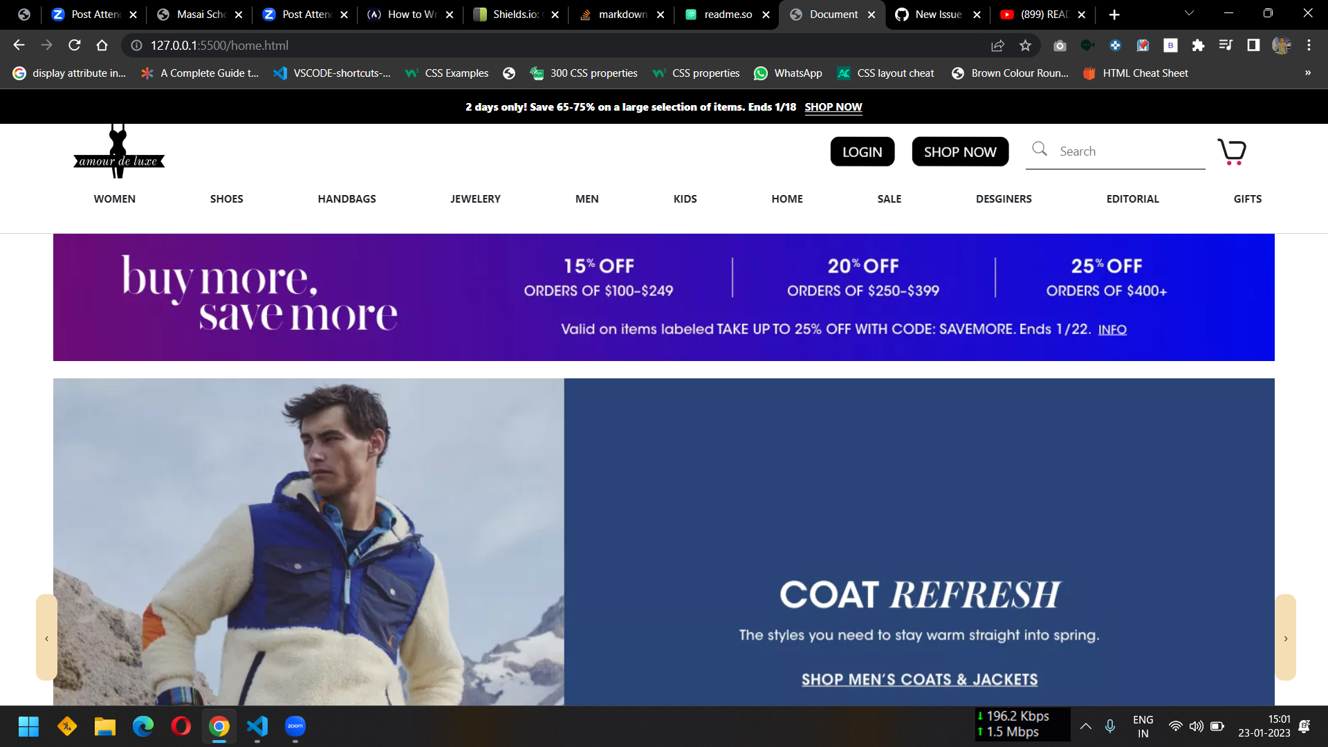 GitHub - vishantsehrawat/amour-de-luxe-clothing-website-: Unit 2 CW project