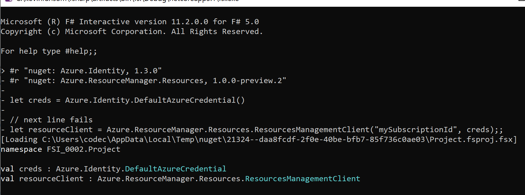 FSI: Could not load file or assembly Azure.ResourceManager.Resources · Issue #10893 · dotnet ...