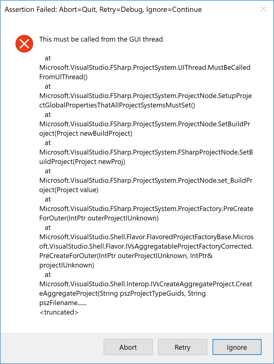 Assert This Must be called from the GUI Thread · Issue #5079 · dotnet/fsharp · GitHub