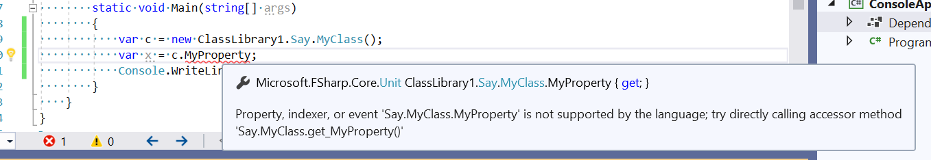 Unit-typed class properties crash VS when debugging · Issue #9298 · dotnet/fsharp · GitHub