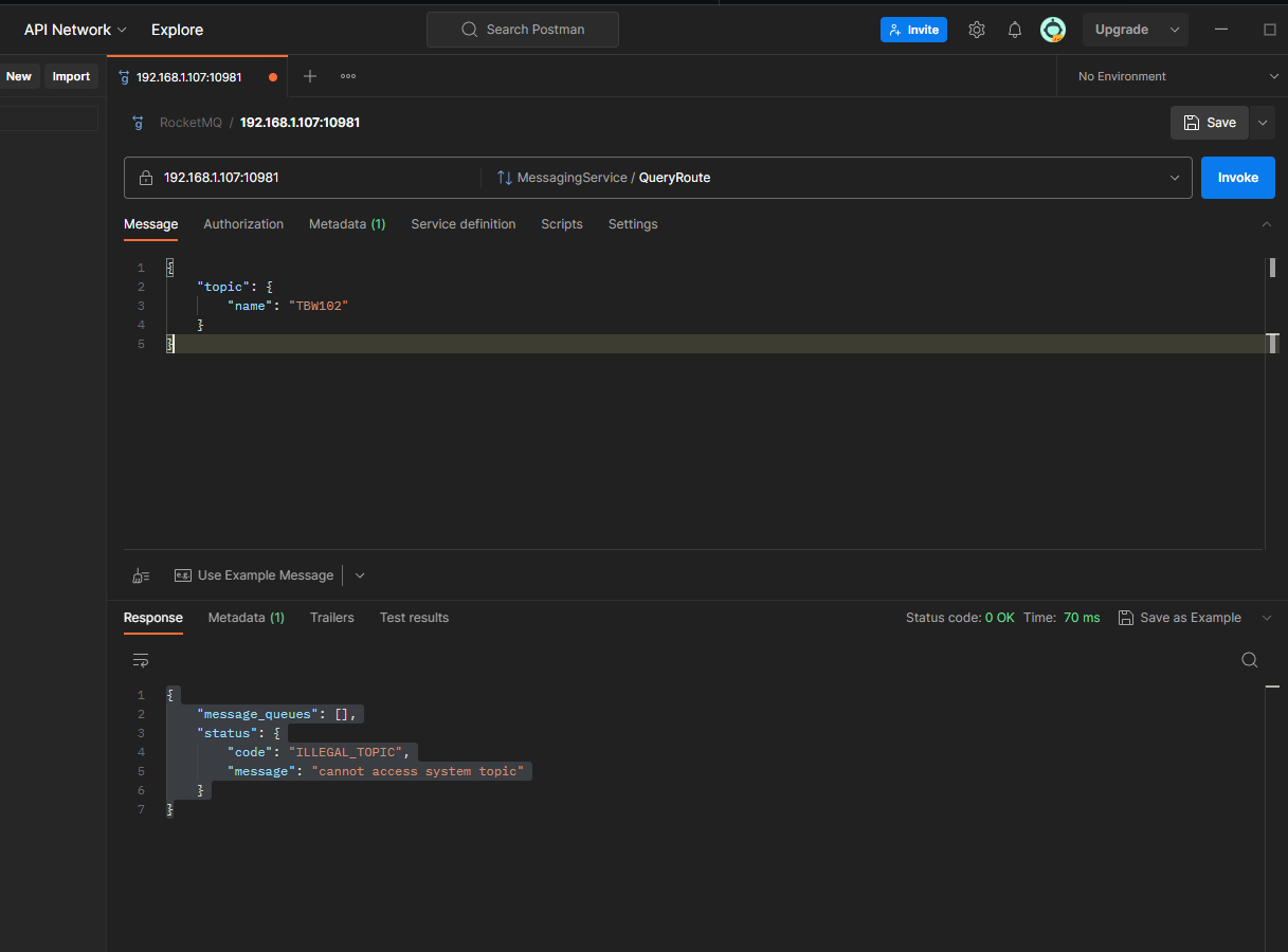 Bug Gprc Queryroute Tbw102 Topic Is Illegaltopic · Issue 7422 · Apacherocketmq · Github