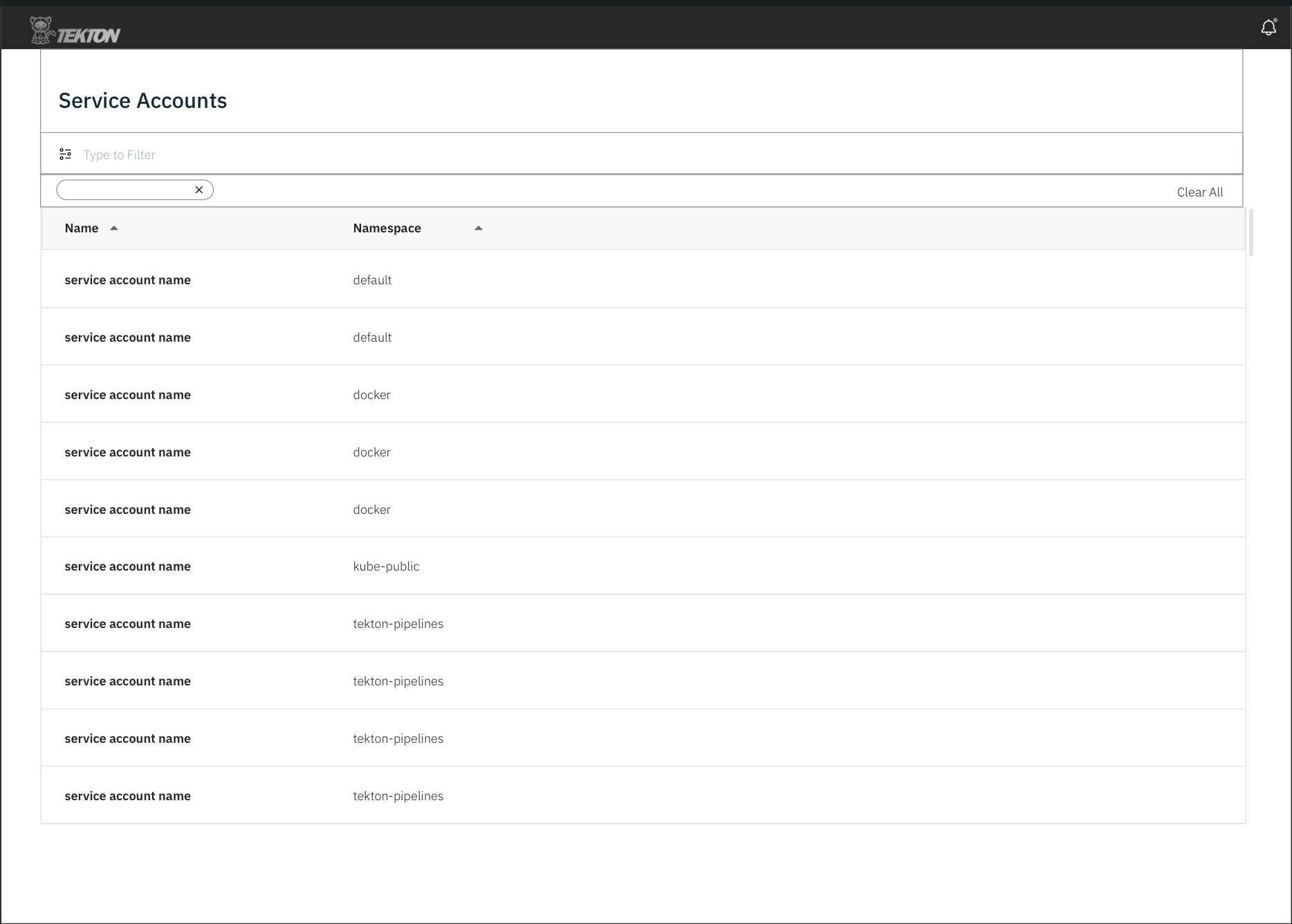 service account panelling in the UI · Issue #366 · tektoncd/dashboard · GitHub