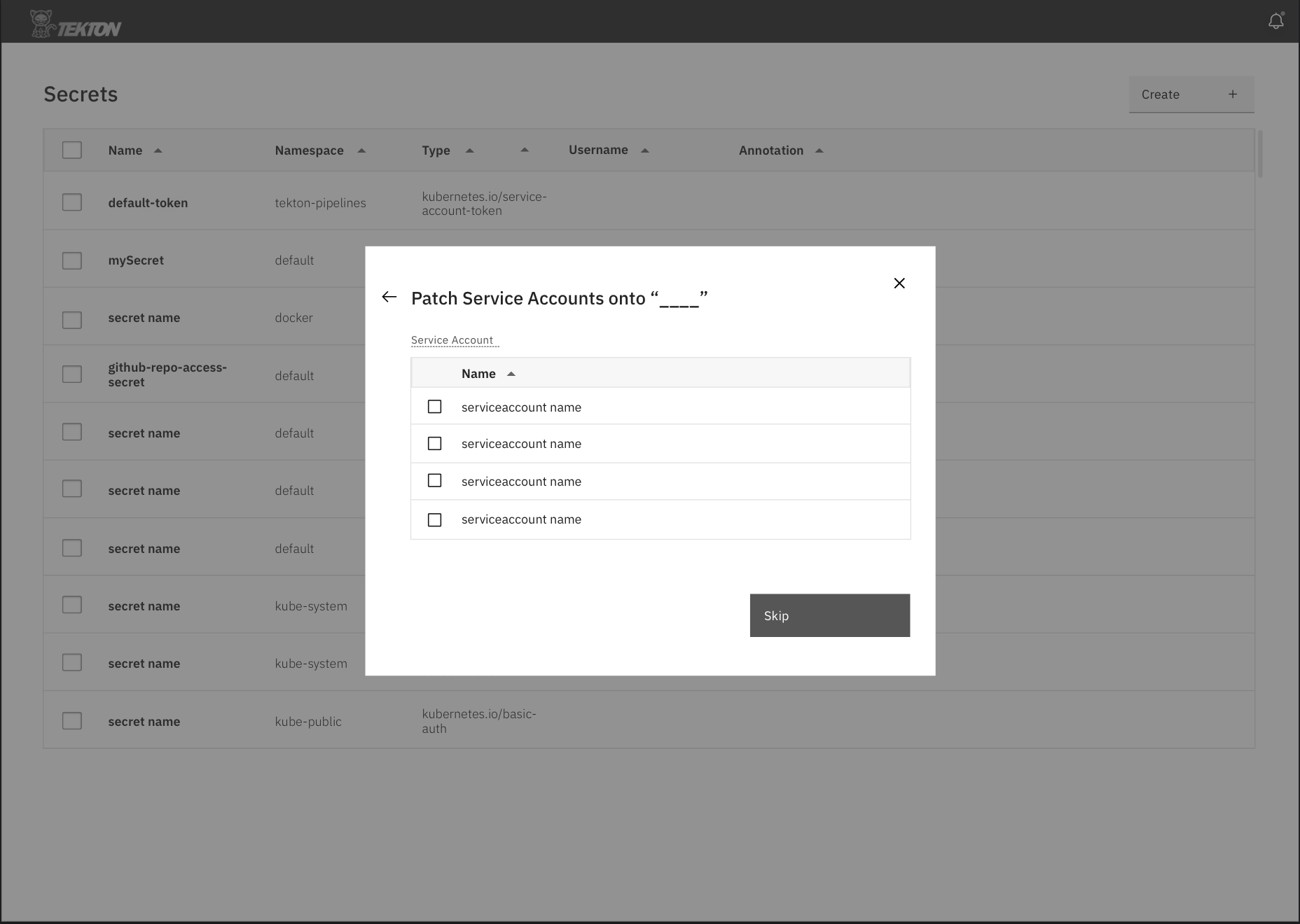 Patch more than one service account to each secret · Issue #505 · tektoncd/dashboard · GitHub
