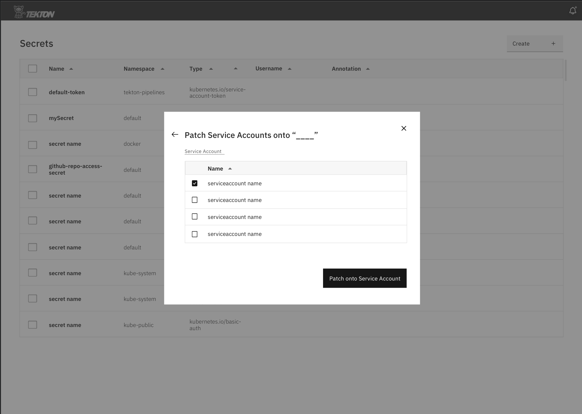 Patch more than one service account to each secret · Issue #505 · tektoncd/dashboard · GitHub