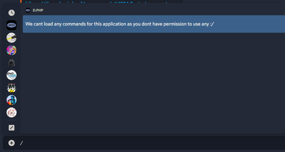 Slash command UI left in confusing state when you dont have access to ...