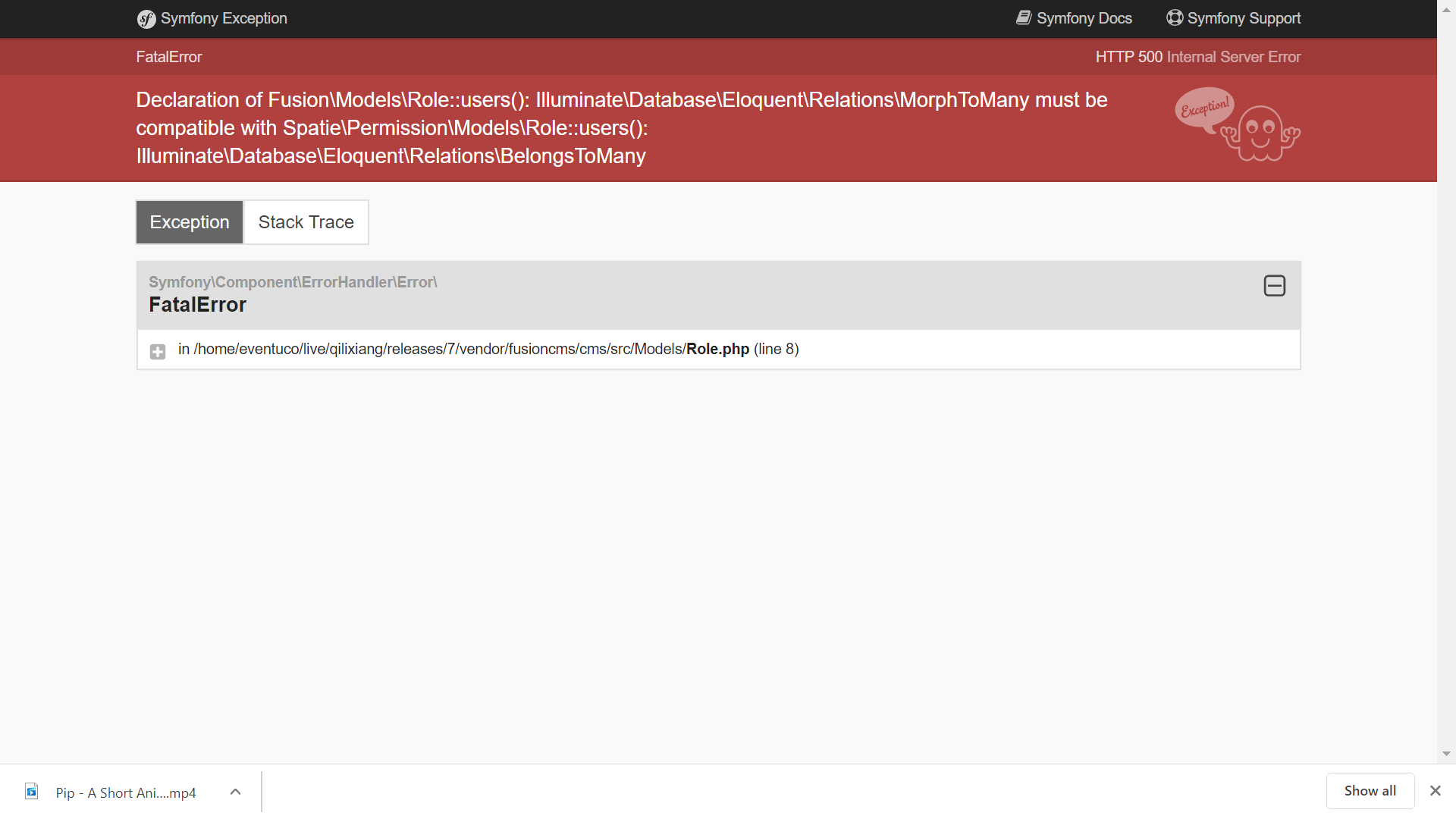 Exception thrown after spatie/laravel-permission update · Issue #637 · fusioncms/fusioncms · GitHub