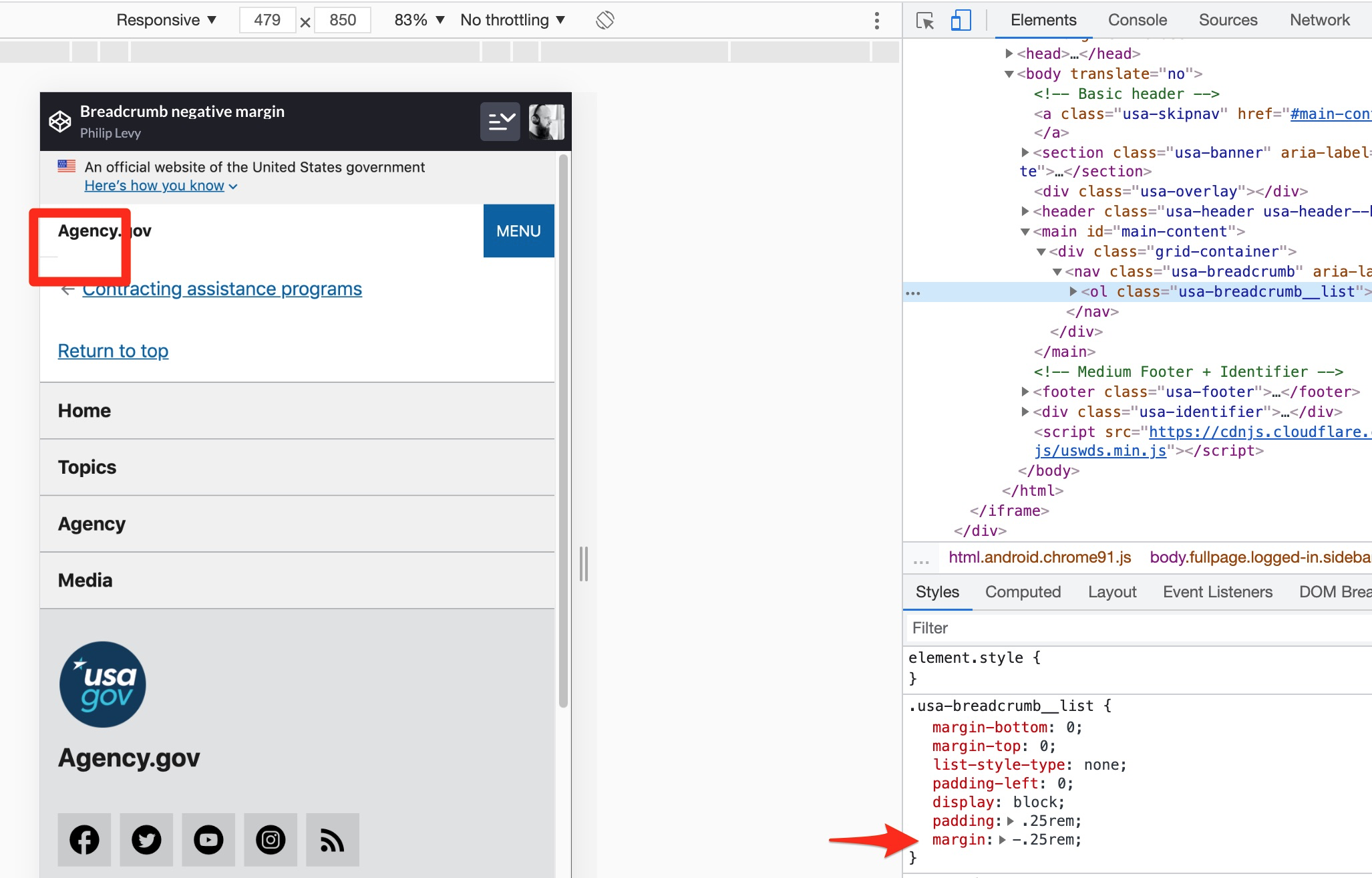 Default negative margin on the Breadcrumb component causes overlap · Issue #4240 · uswds/uswds ...