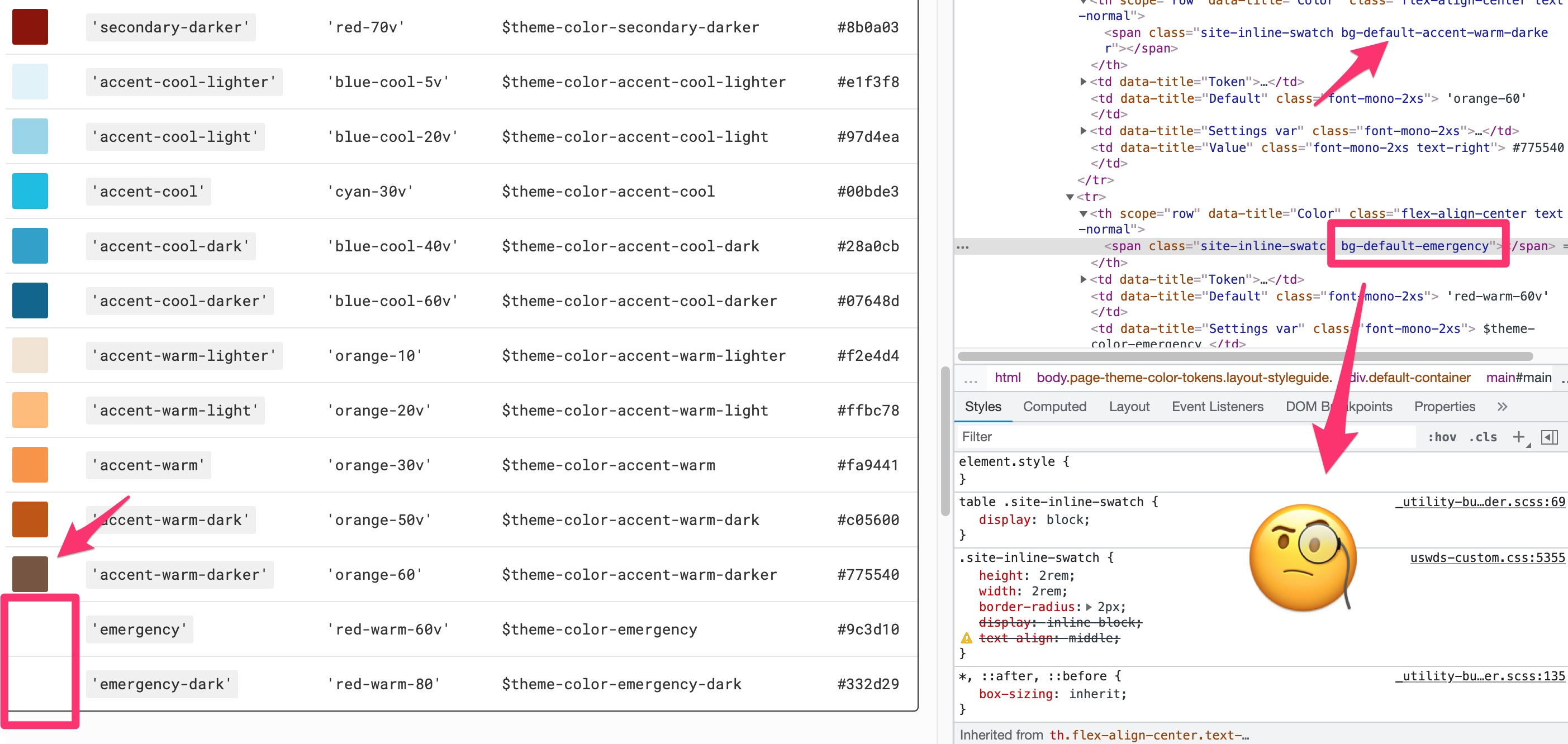 Emergency color swatches not appearing on "Theme color tokens" and ...