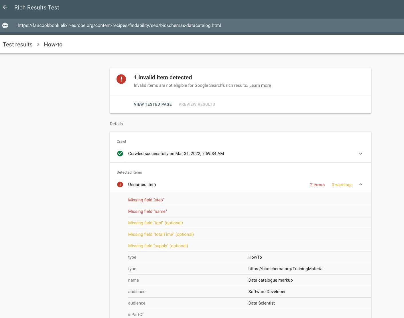 check JSON-LD for the recipes · Issue #418 · FAIRplus/the-fair-cookbook · GitHub