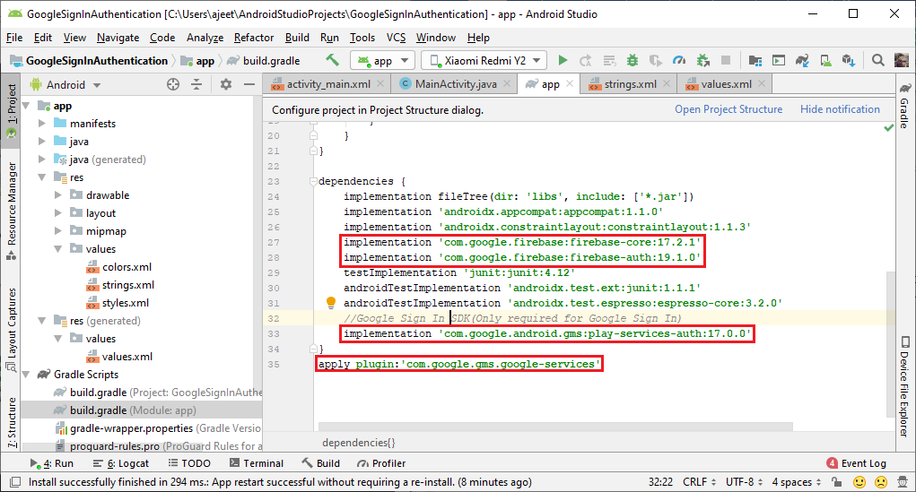31. Firebase Google Sign-In Authentication — Android App Development ...