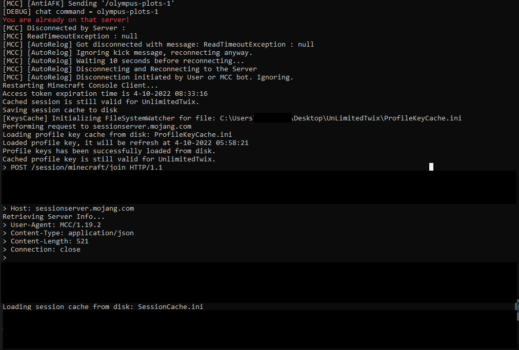 [BUG] Client keeps disconnecting · Issue #2233 · MCCTeam/Minecraft-Console-Client · GitHub