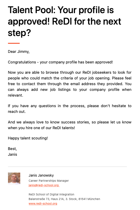 [TP:] Update contact information on emails · Issue #604 · ReDI-School/connect · GitHub