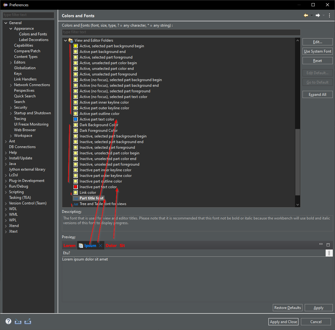 Colors And Fonts Preview Useless · Issue 247 · Eclipse Platform Eclipse Platform Ui · Github