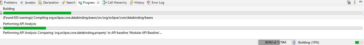 The animated progress bar in status bar does not behave as expected · Issue #327 · eclipse ...