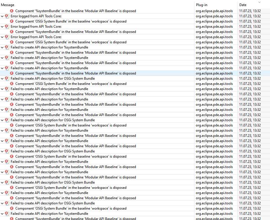 Component In The Baseline Modular Api Baseline Is Disposed · Issue 663 · Eclipse Pdeeclipse