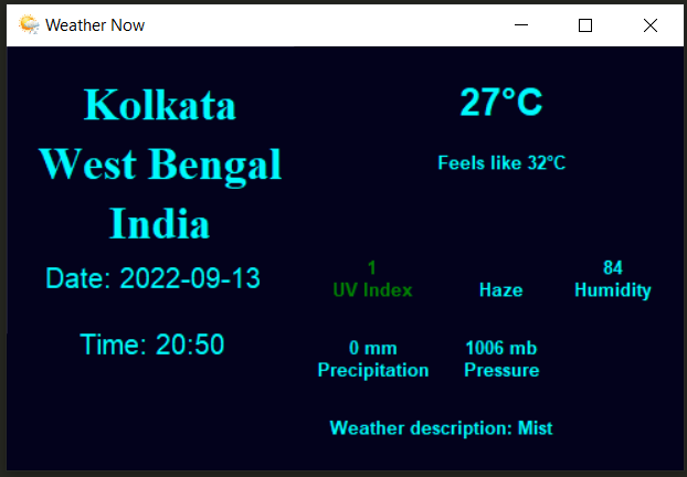 GitHub - NiladriMallik/tkinter-weather-GUI: A Python GUI to show the ...