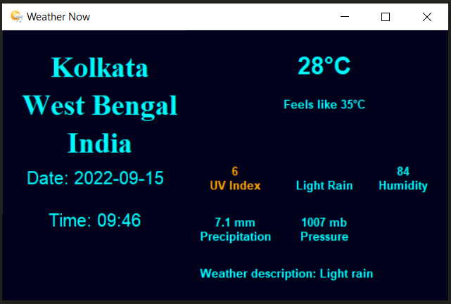 GitHub - NiladriMallik/tkinter-weather-GUI: A Python GUI to show the weather of a place using ...