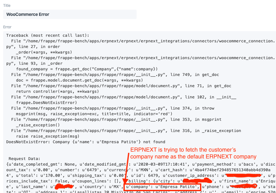 Woocommerce integration fetches wrong company information · Issue #20892 · frappe/erpnext · GitHub