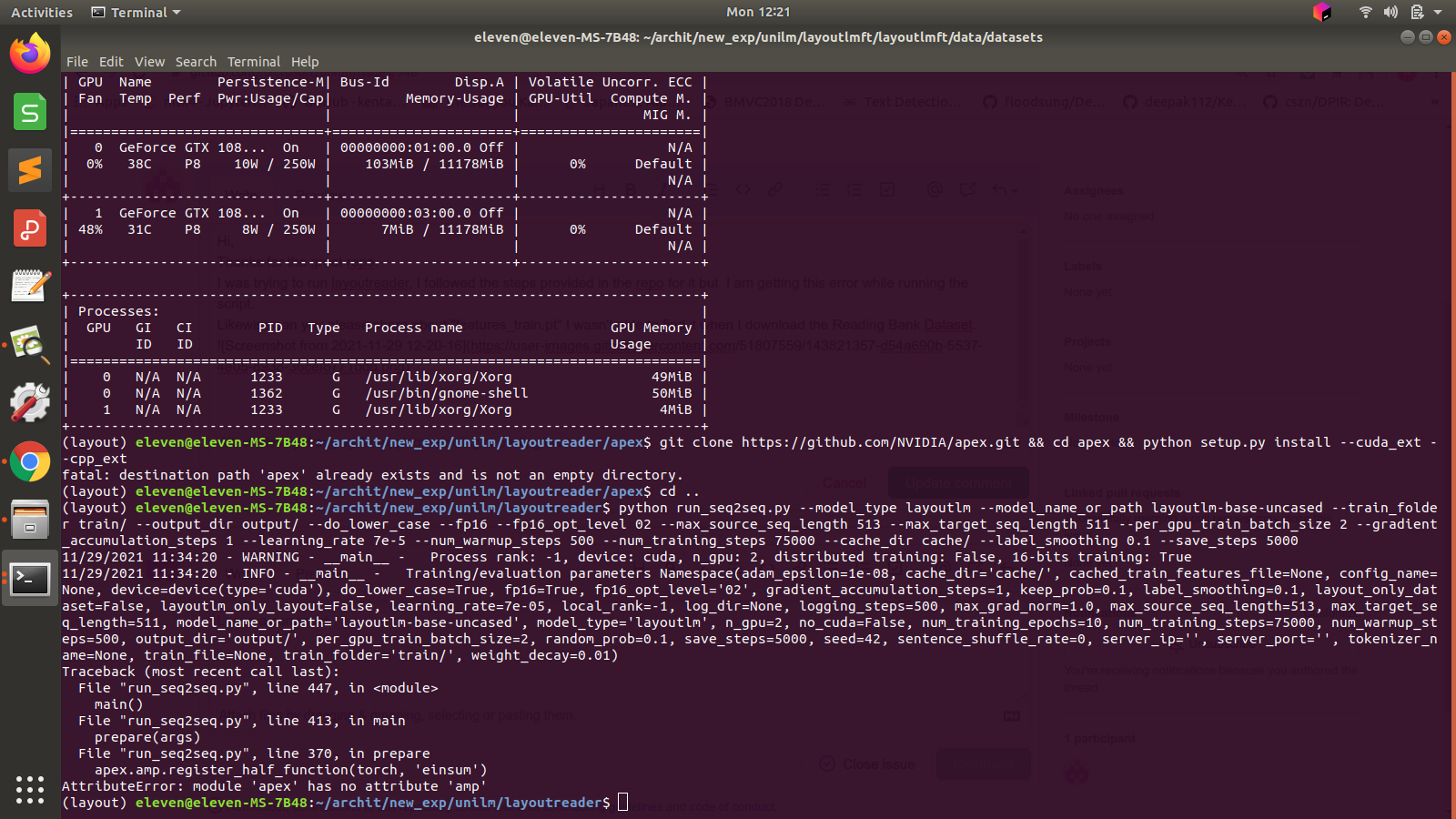 Attribute error : module 'apex ' has no attribute 'amp' · Issue #548 · microsoft/unilm · GitHub