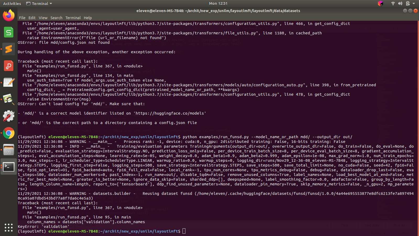 Key error :- Validation · Issue #549 · microsoft/unilm · GitHub