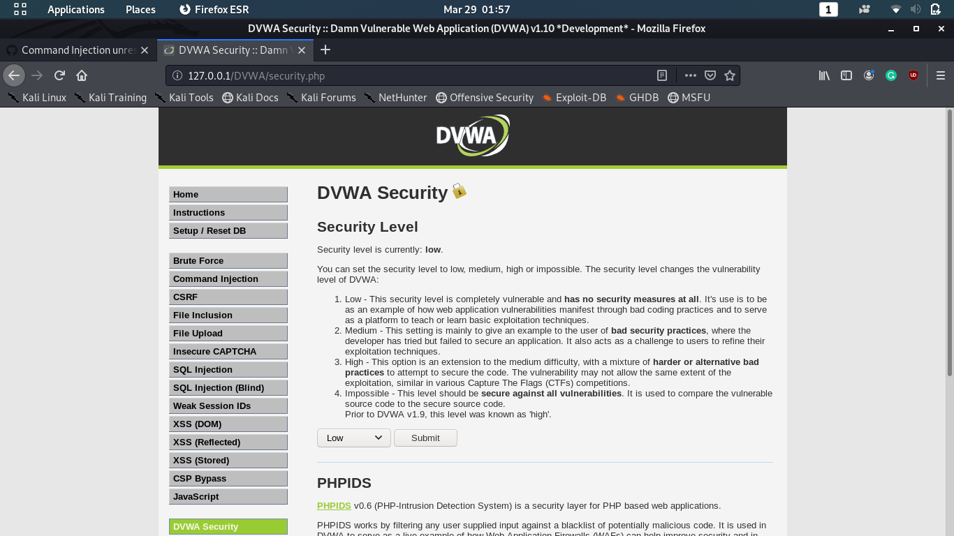 Command Injection unresponsive!! · Issue #348 · digininja/DVWA · GitHub