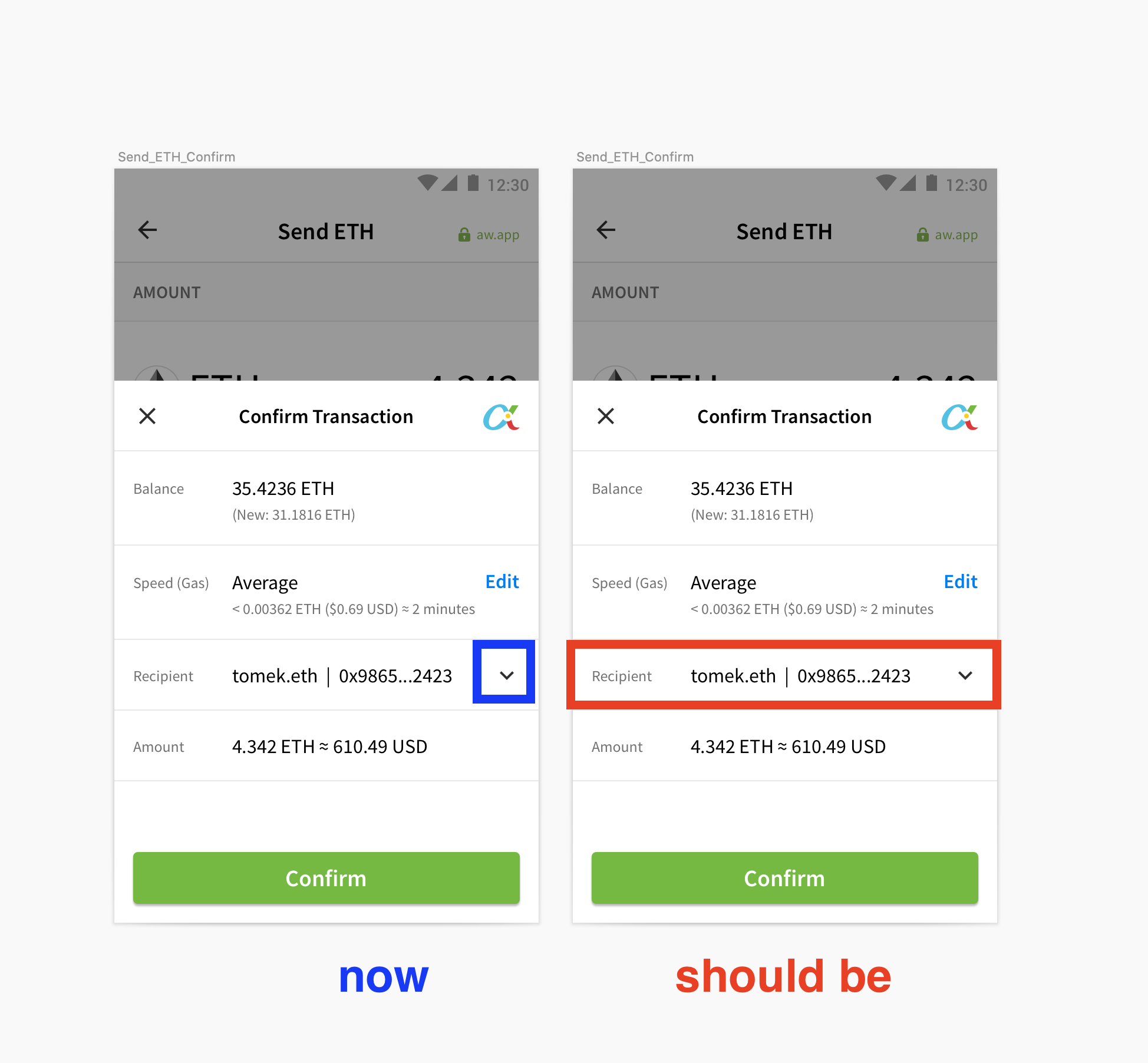 Improve Sending ETH ActionSheet · Issue #1685 · AlphaWallet/alpha-wallet-android · GitHub