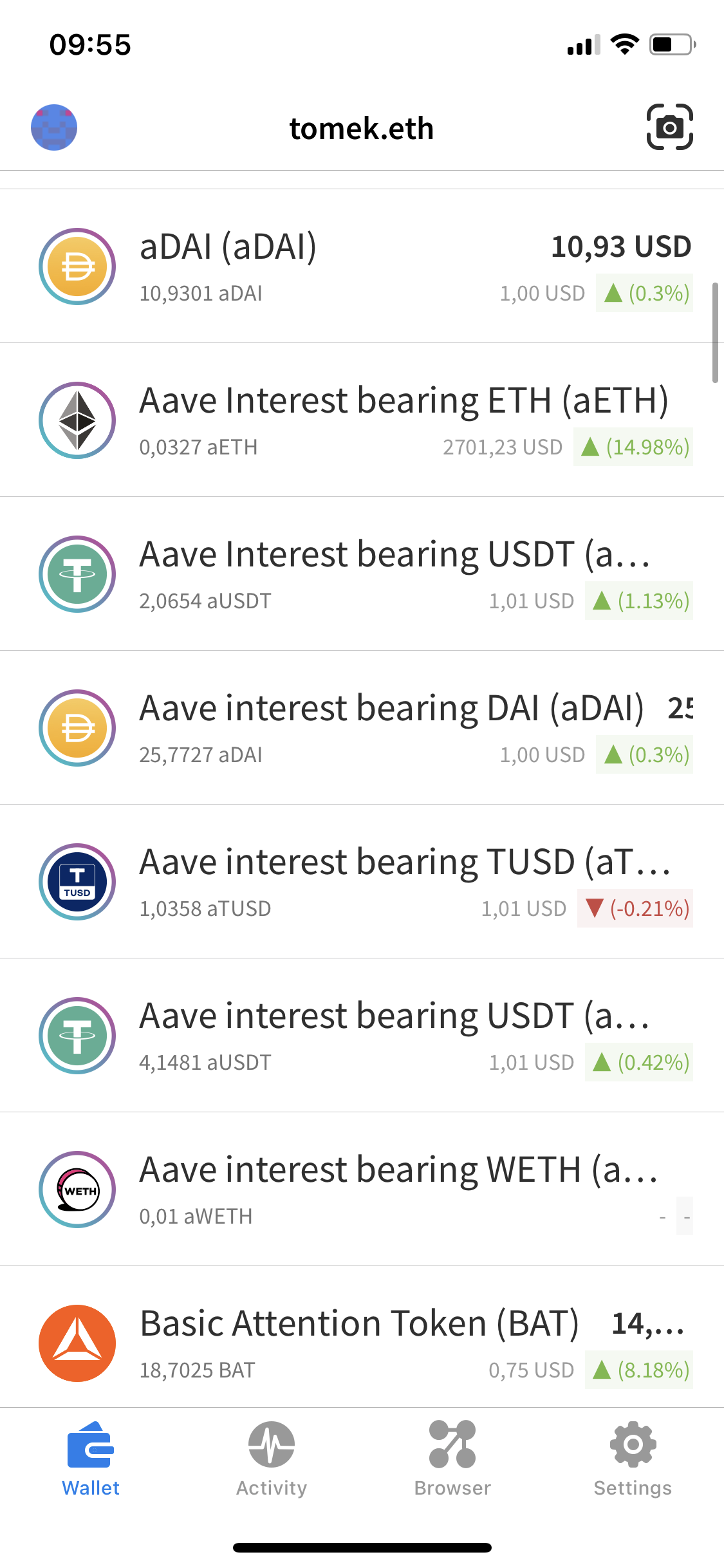 Only display symbol in Wallet tab, i.e. " " and no longer ...