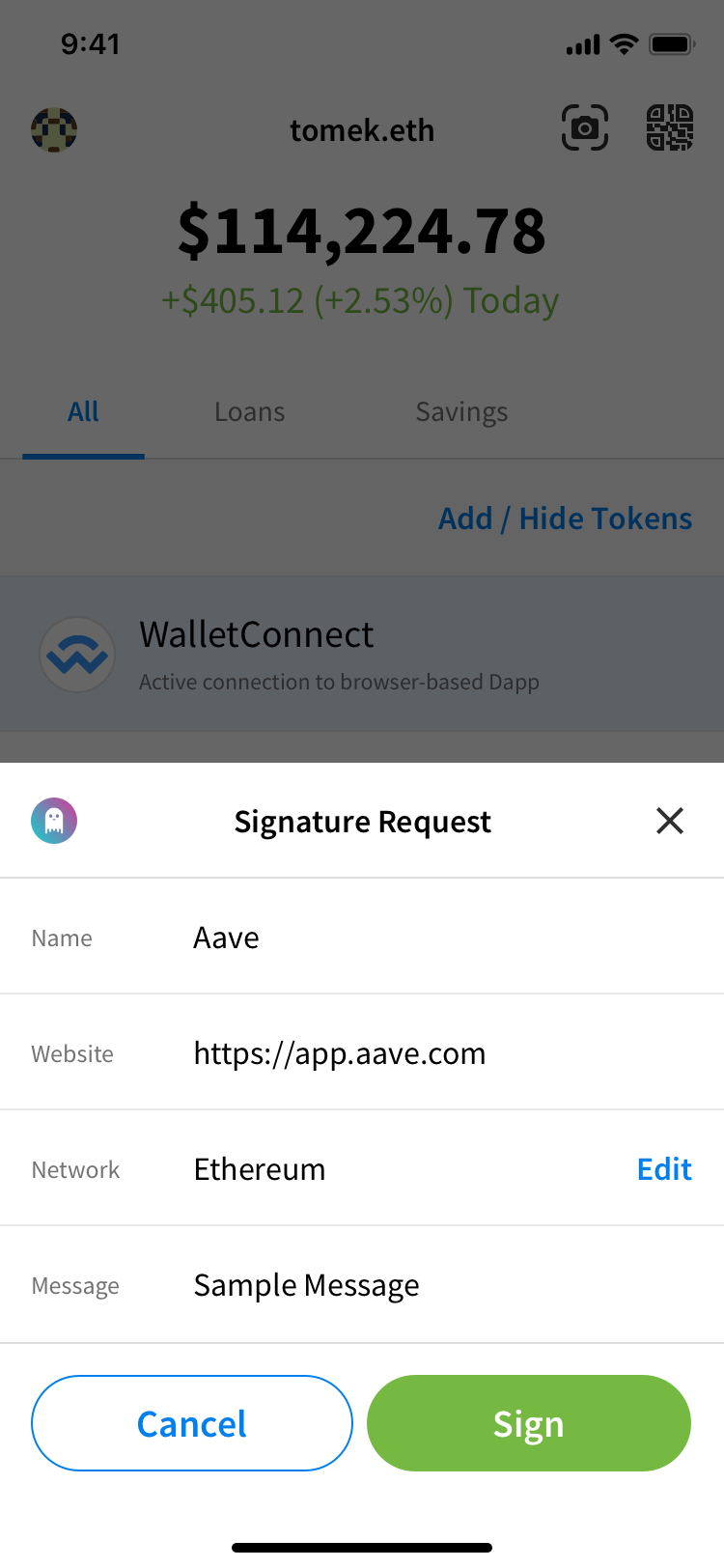 Make WalletConnect signature request be clearer about where it's coming from · Issue #3289 ...