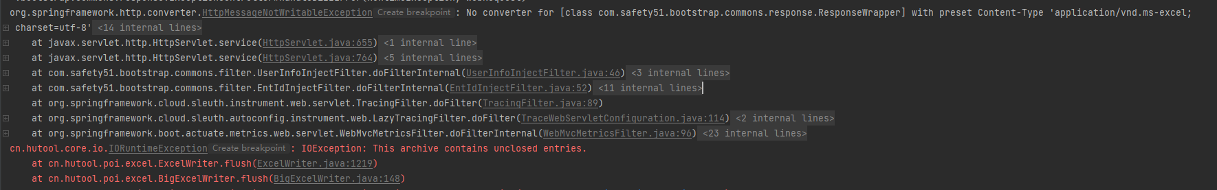 ExcelUtil导出excel能正常导出，但是控制台会报错 · Issue #2236 · chinabugotech/hutool · GitHub