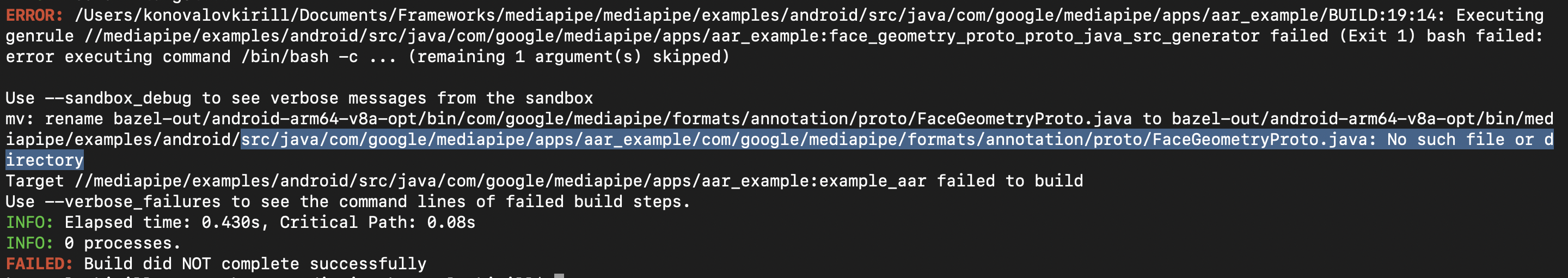 Cannot find symbol com.google.mediapipe.modules.facegeometry.FaceGeometryProto.FaceGeometry ...