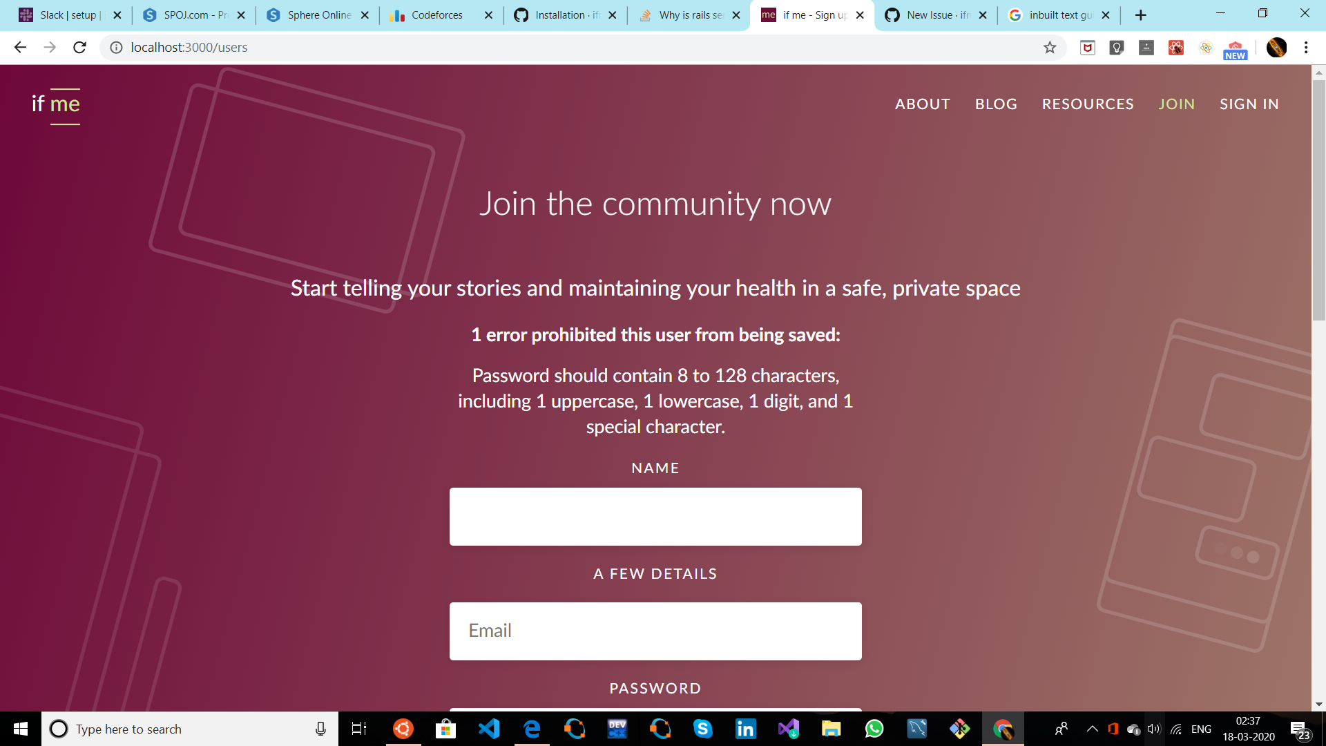 Suggested Password strength features checks should be visible to the first time user who are ...