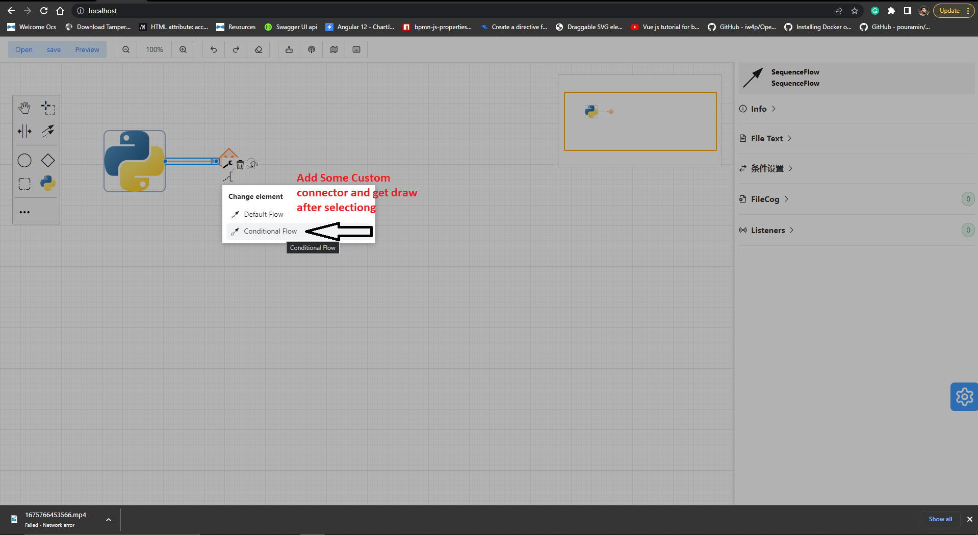 adding new connector and draw it with 'CHANGE ELEMENT' · Issue #224 · bpmn-io/bpmn-js-examples ...