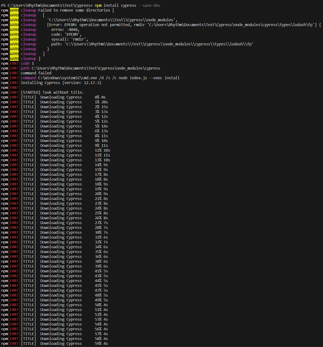 Unable To Download Cypress · Issue 27499 · Cypress Iocypress · Github 
