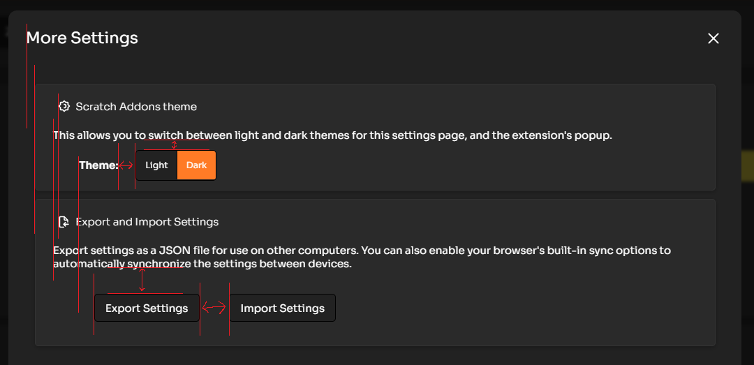 Inconsistent padding in More Settings · Issue #1364 · ScratchAddons/ScratchAddons · GitHub