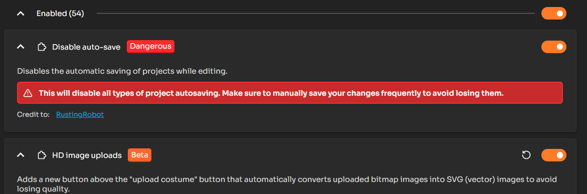 Disable/reenable all addons · Issue #3496 · ScratchAddons/ScratchAddons · GitHub